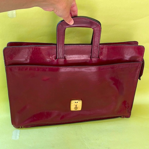 C & C | Bags | Vintage Burgundy Leather Laptop Bag | Poshmark